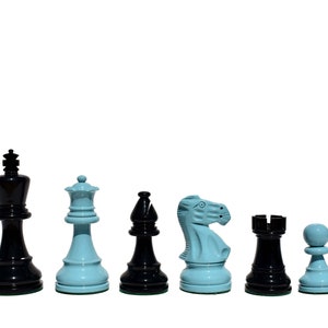 AIW-350 Luxury Chess Pieces Turkish Blue & Black 3.75" King Staunton ...