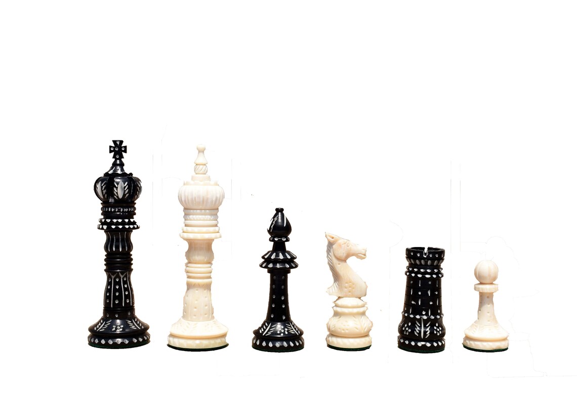 The King Cross Series Complete Chess Set Natural Bone & Black - Etsy