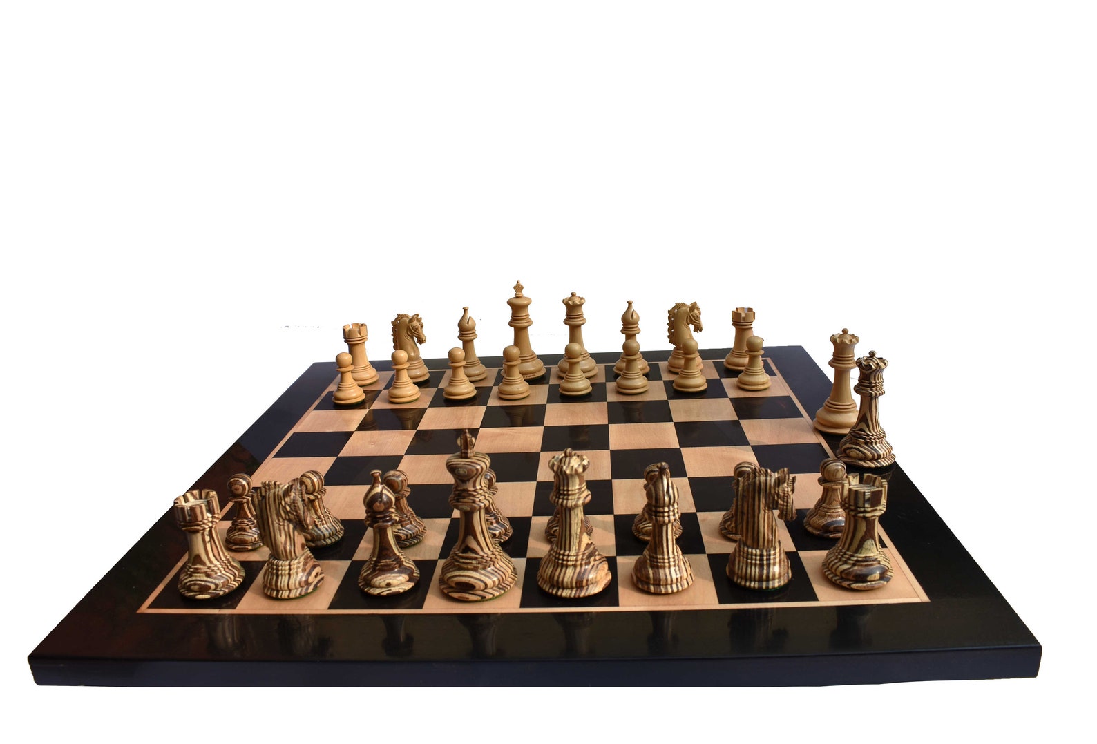 The Hector Series Complete Chess Set Boxwood & Compressed Woods 4" King ...