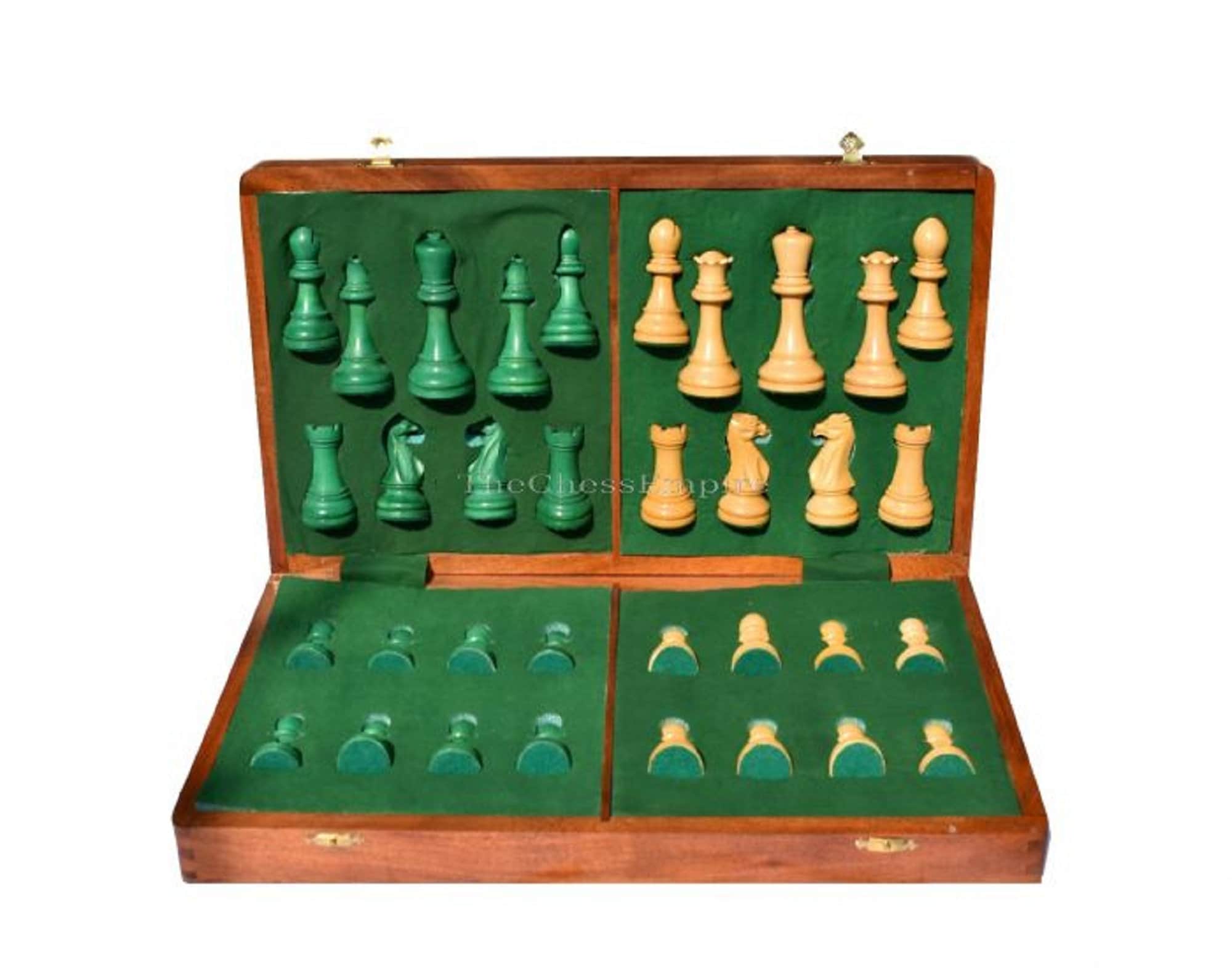 Complete Chess Set Combo Grandmaster Series Boxwood & Green - Etsy