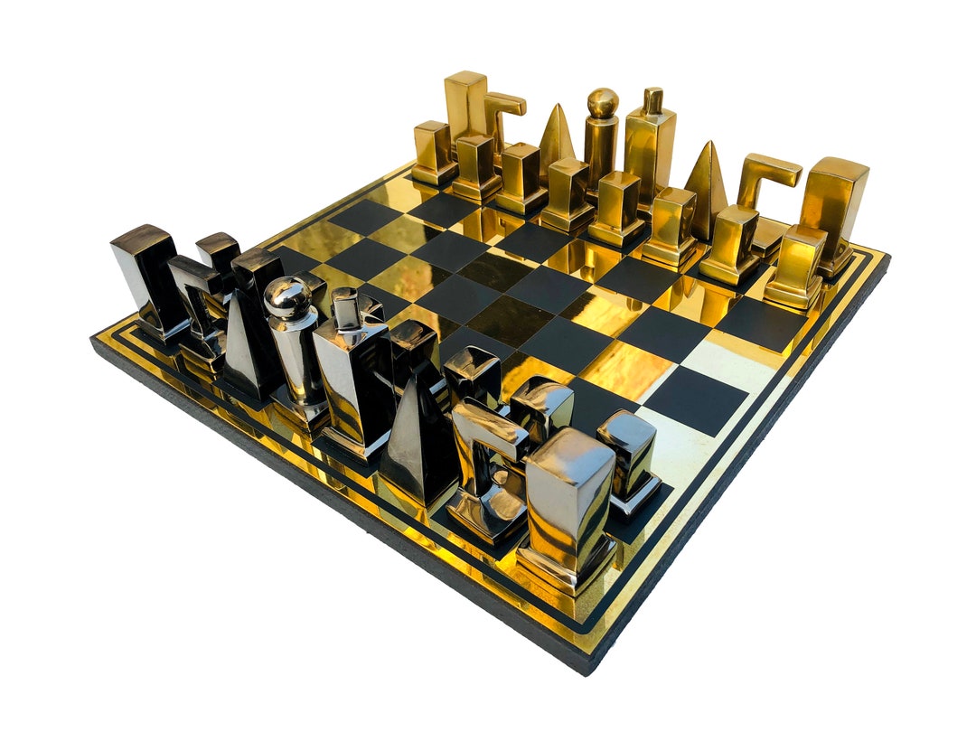 The Modern Series Metal Chess Set 3.25" Chess Pieces With 14" X 14 ...