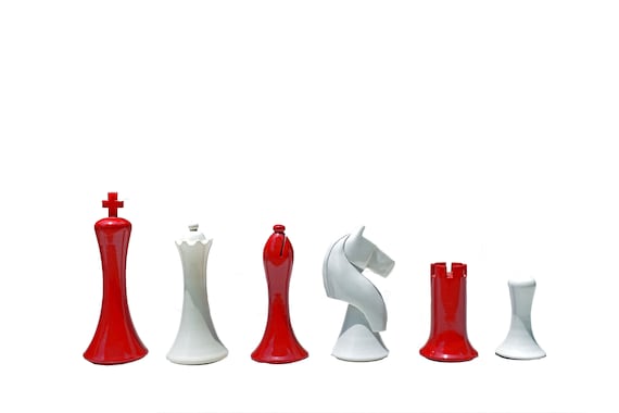 Ulbrich Series Chess Pieces Luxury White & Red Lacquered | Etsy