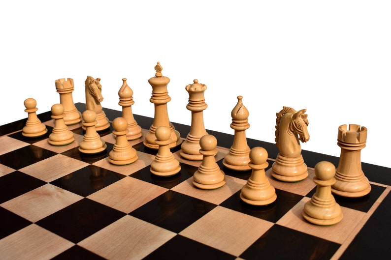 The Hector Series Complete Chess Set Boxwood & Compressed Woods 4" King ...