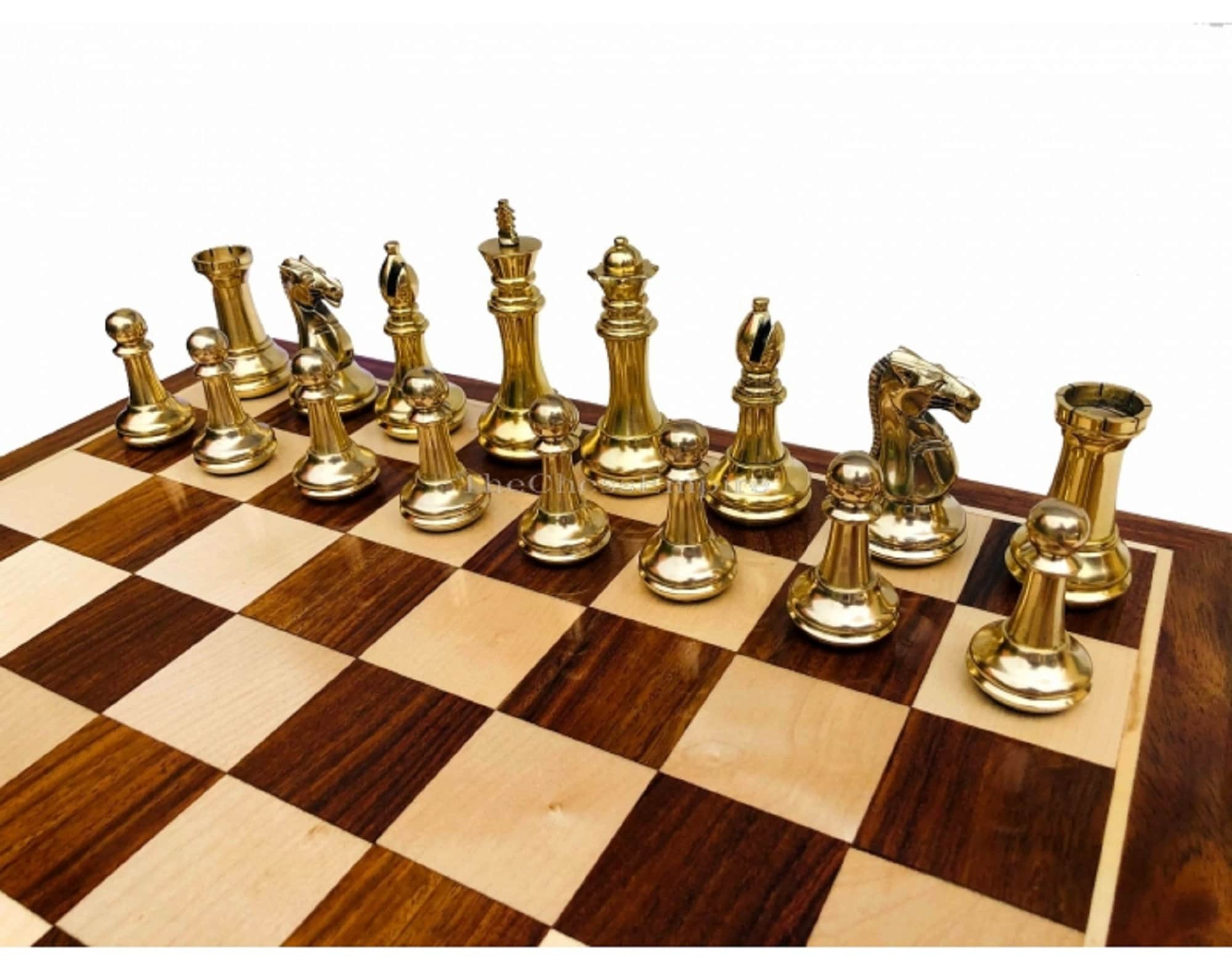 Exclusive brass Staunton chess pieces 4 King metal chess | Etsy