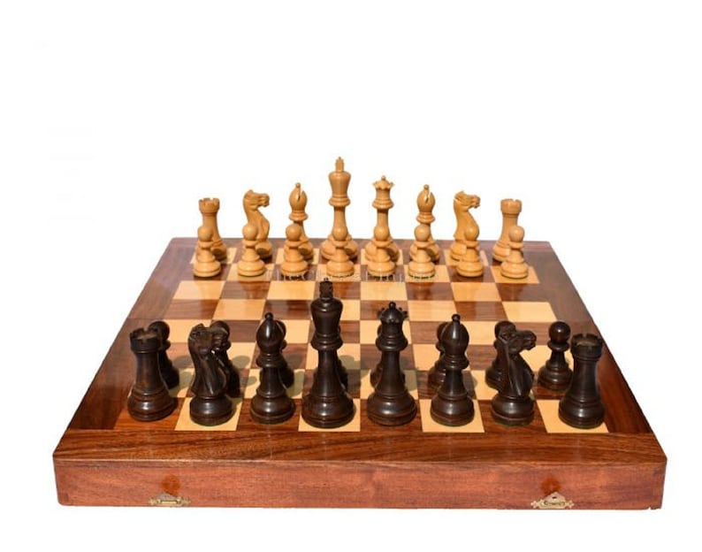 Complete Chess Set Combo Grandmaster Series 3.75" King With 18" Folding ...