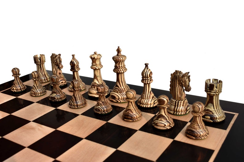 The Hector Series Complete Chess Set Boxwood & Compressed Woods 4" King ...
