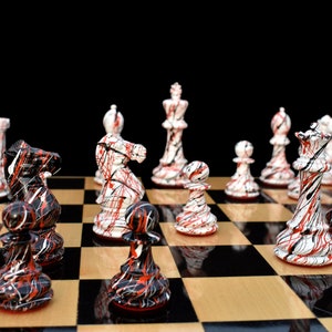 The Zebra Series Luxury Chess Pieces 4" King Boxwood Lacquered White ...