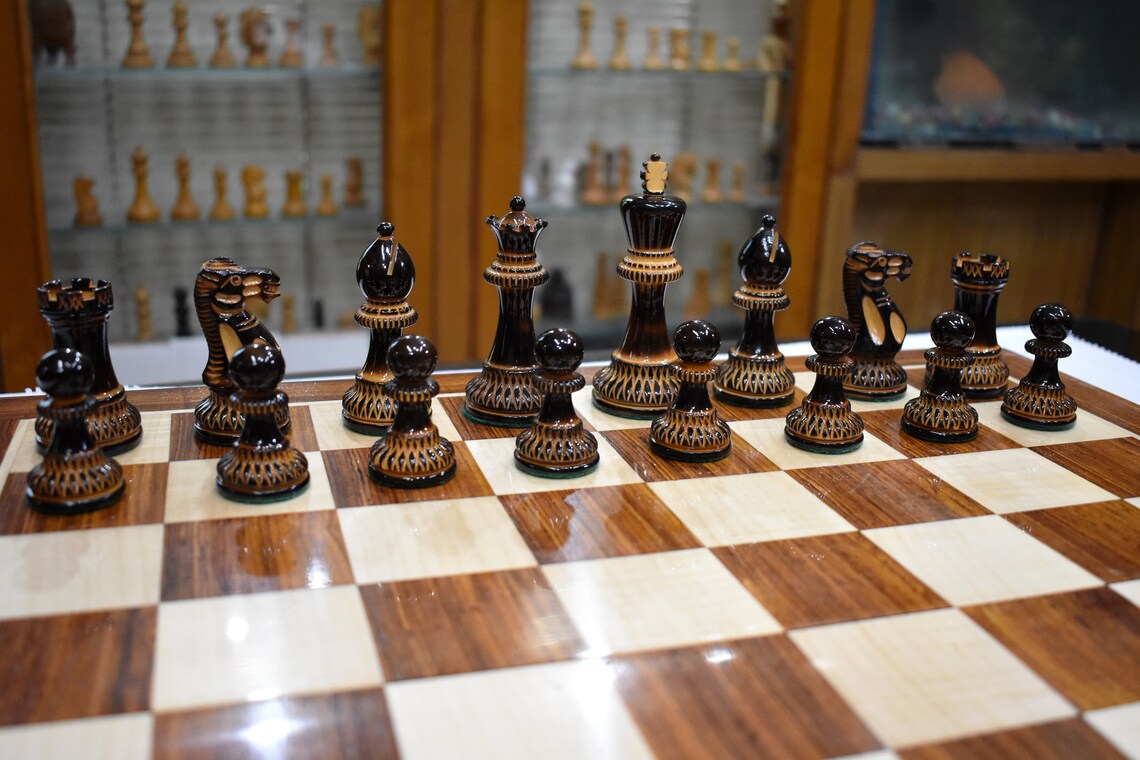 The Parker Boxwood Burnt Series Luxury Chess Set With 3.75 - Etsy