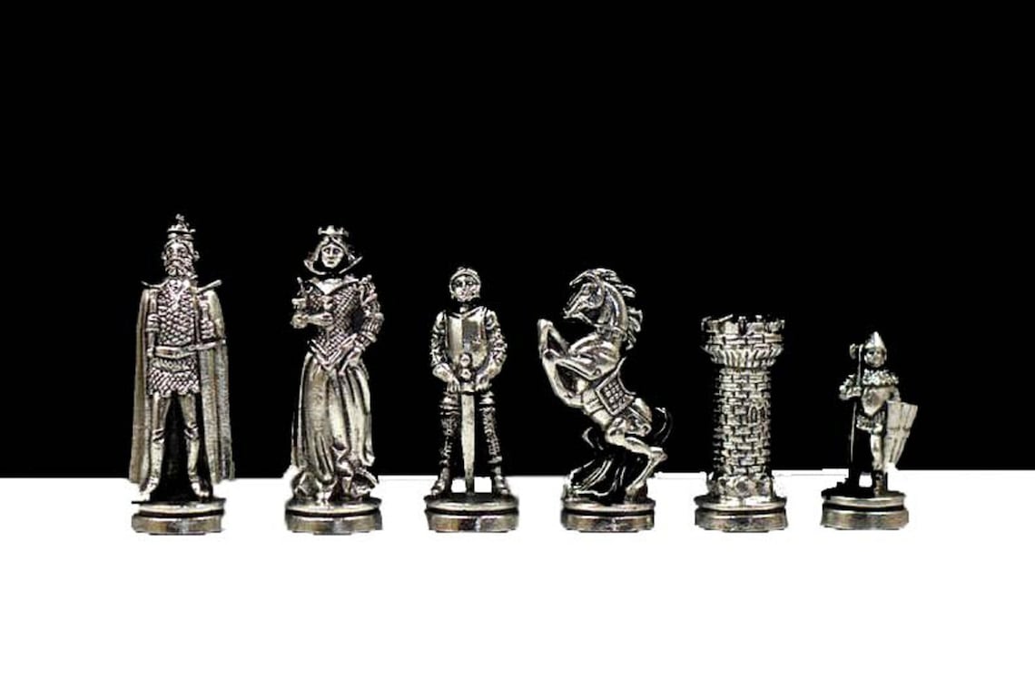 The Medieval Metal Luxury Metal Chess Set Chess Pieces 2.75" King Metal ...