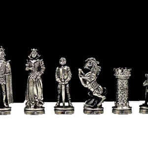 The Medieval Metal Luxury Metal Chess Set Chess Pieces 2.75" King Metal ...