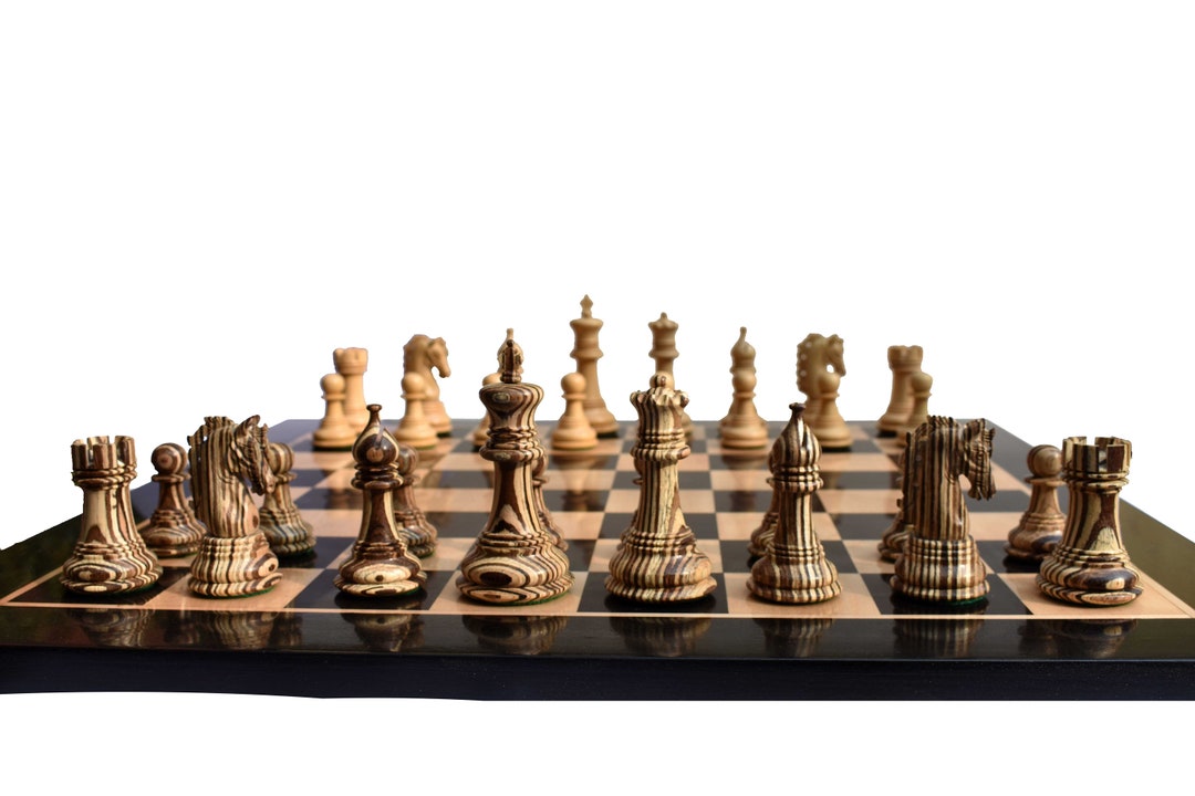 The Hector Series Complete Chess Set Boxwood & Compressed Woods 4" King ...