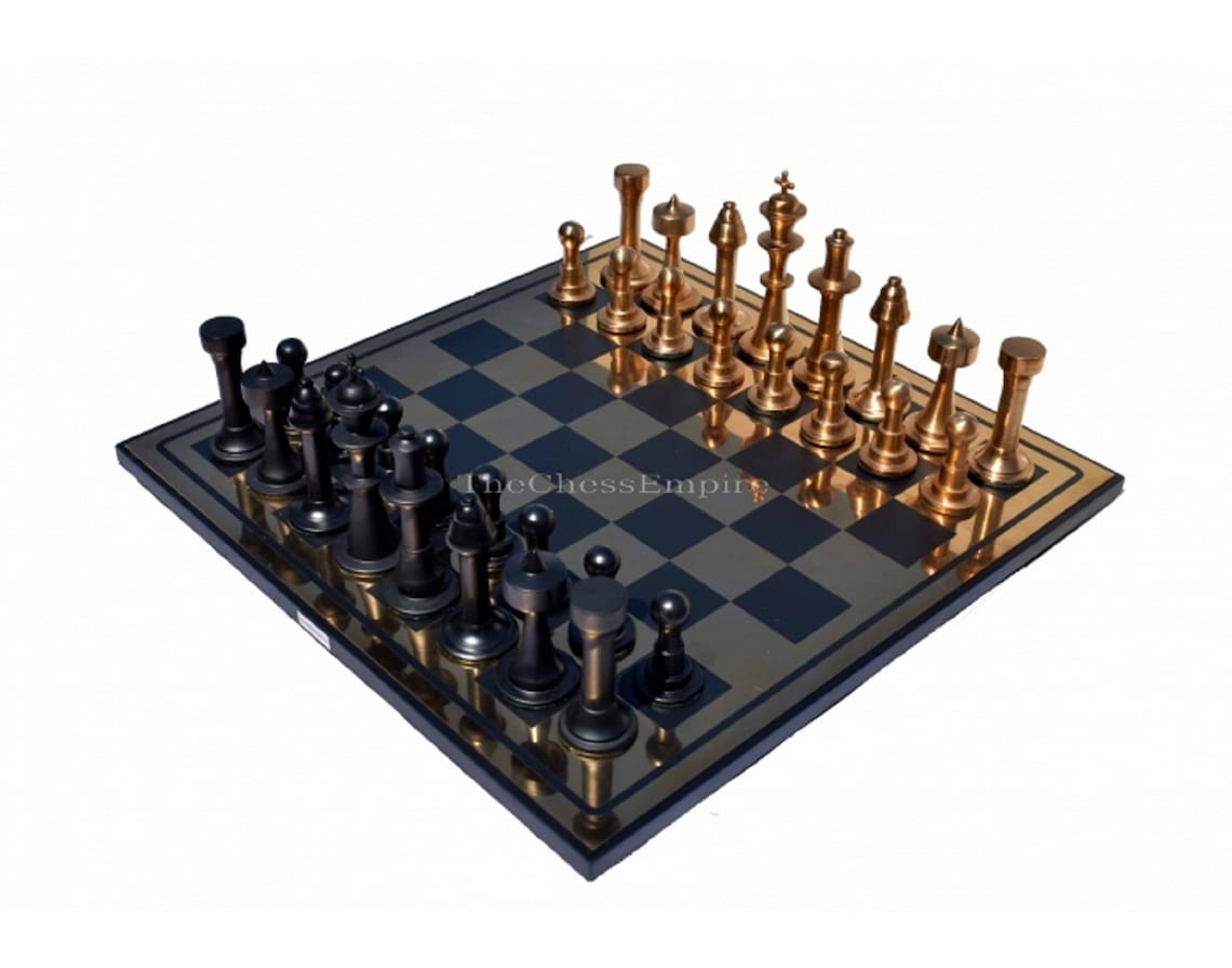 New York Tower Aluminum metal complete luxury chess set | Etsy