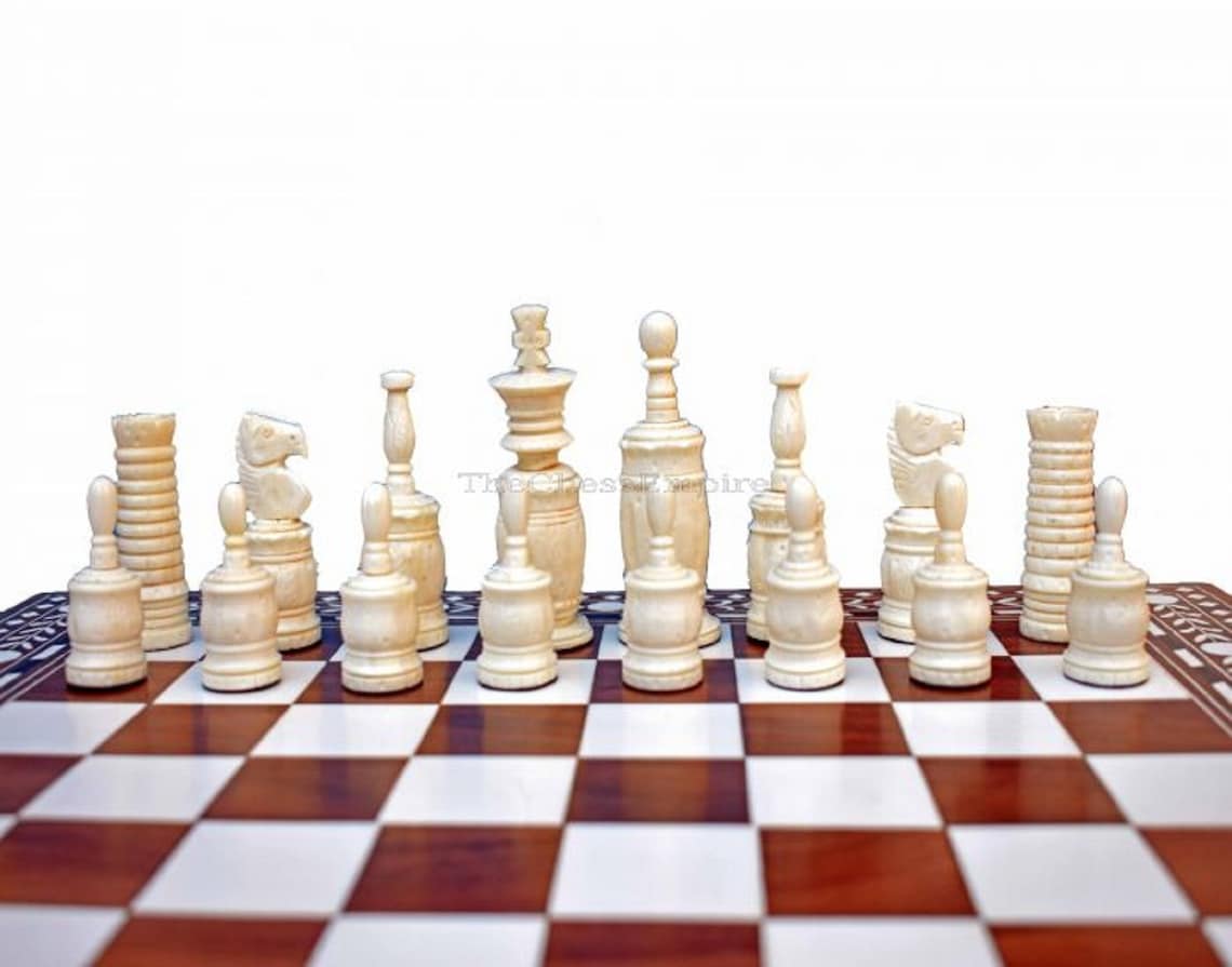 Complete Chess Set Combo of Barley Corn Bone Chess Set 4 - Etsy