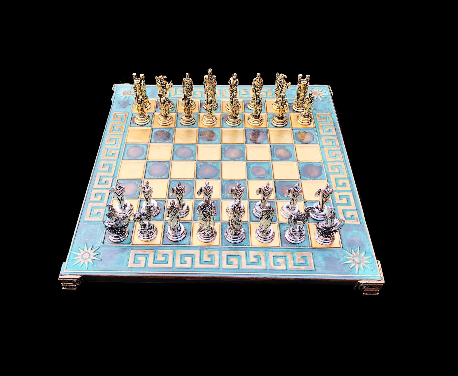Battle of Troy Theme Chess Set 28 X 28 Cm Bronze Chess Board With 2.5 ...