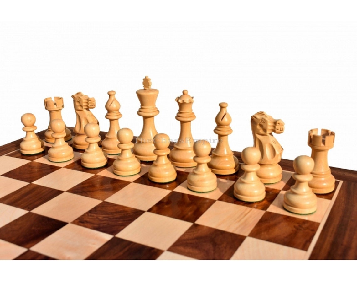 American Series Complete Chess Set Boxwood & Sheesham 3.75" King With ...
