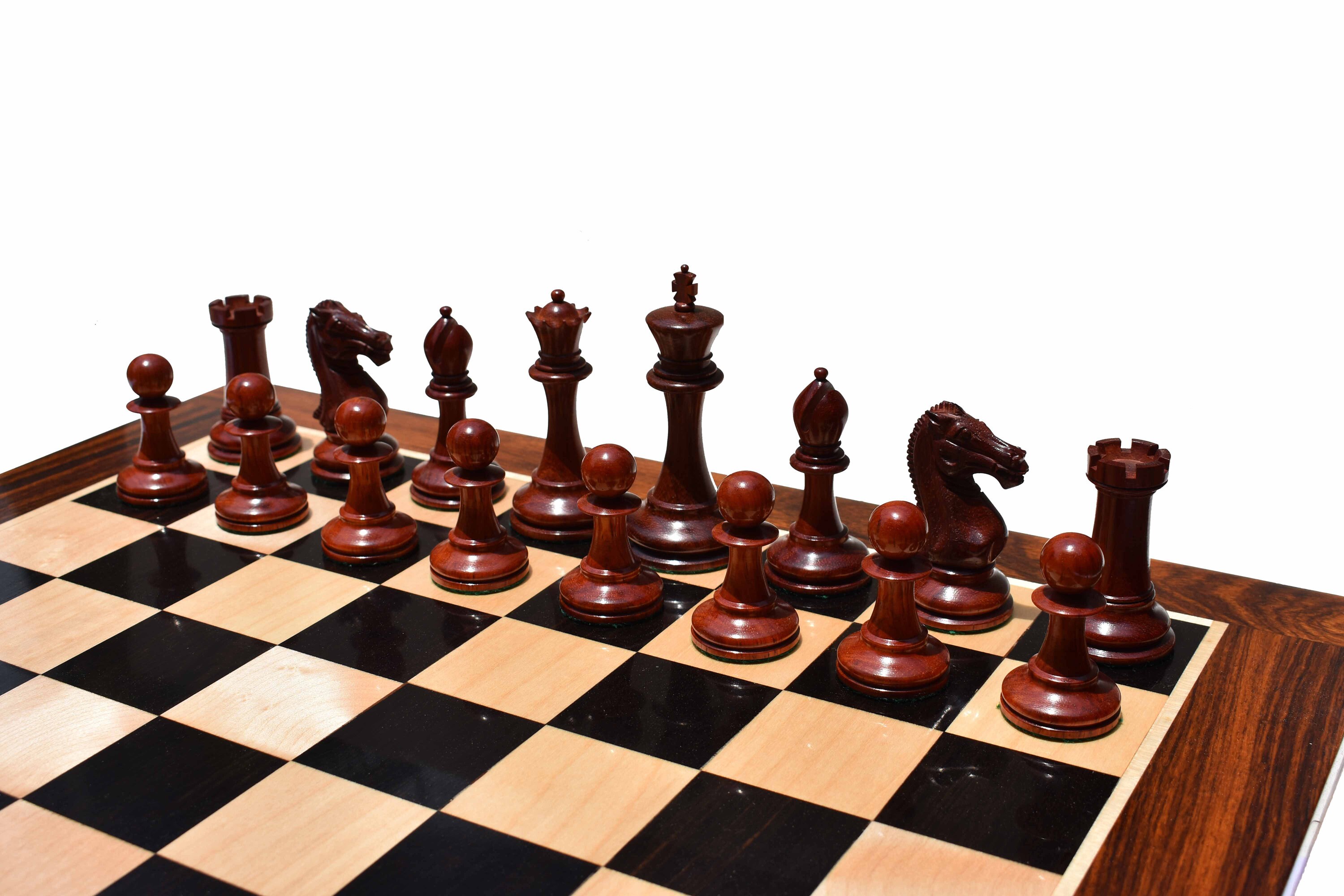 Queens Gambit Series Complete Chess Set Boxwood & Padauk 4" King With 2 ...