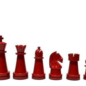 The Magnus Carlsen Wood Chess Pieces 3.75" King Boxwood & Red Lacquered ...
