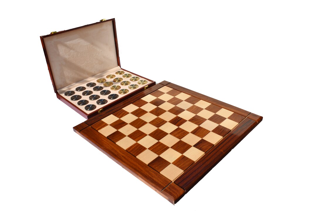 The Collectors Series Luxury Solid Brass Complete Checkers Set 1.75 ...