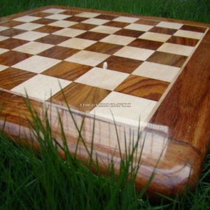 19"luxury Chess Board With 2" Square Solid Wood Chess Board Round Edge ...