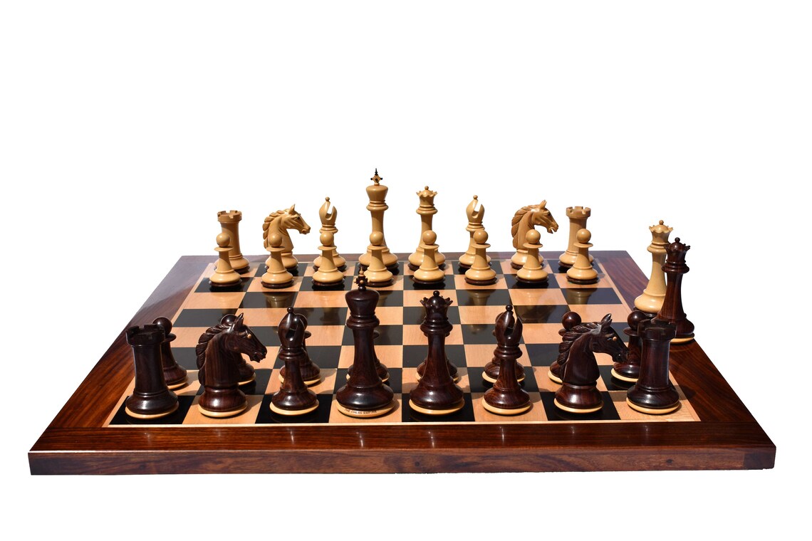 The Barbarian Knight Complete Luxury Wood Staunton Chess Set Boxwood ...