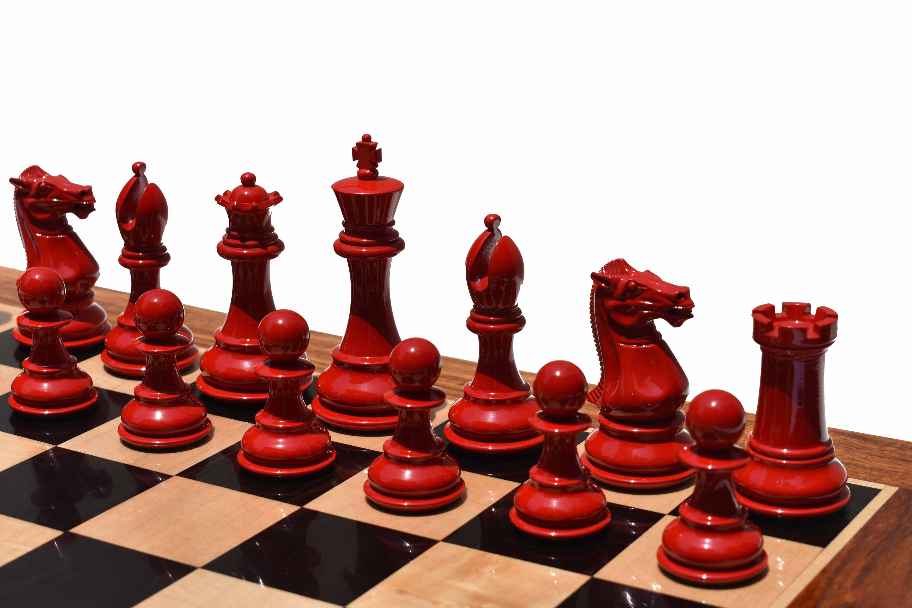 The Pioneer Luxury Wood Complete Chess Set White & Red - Etsy