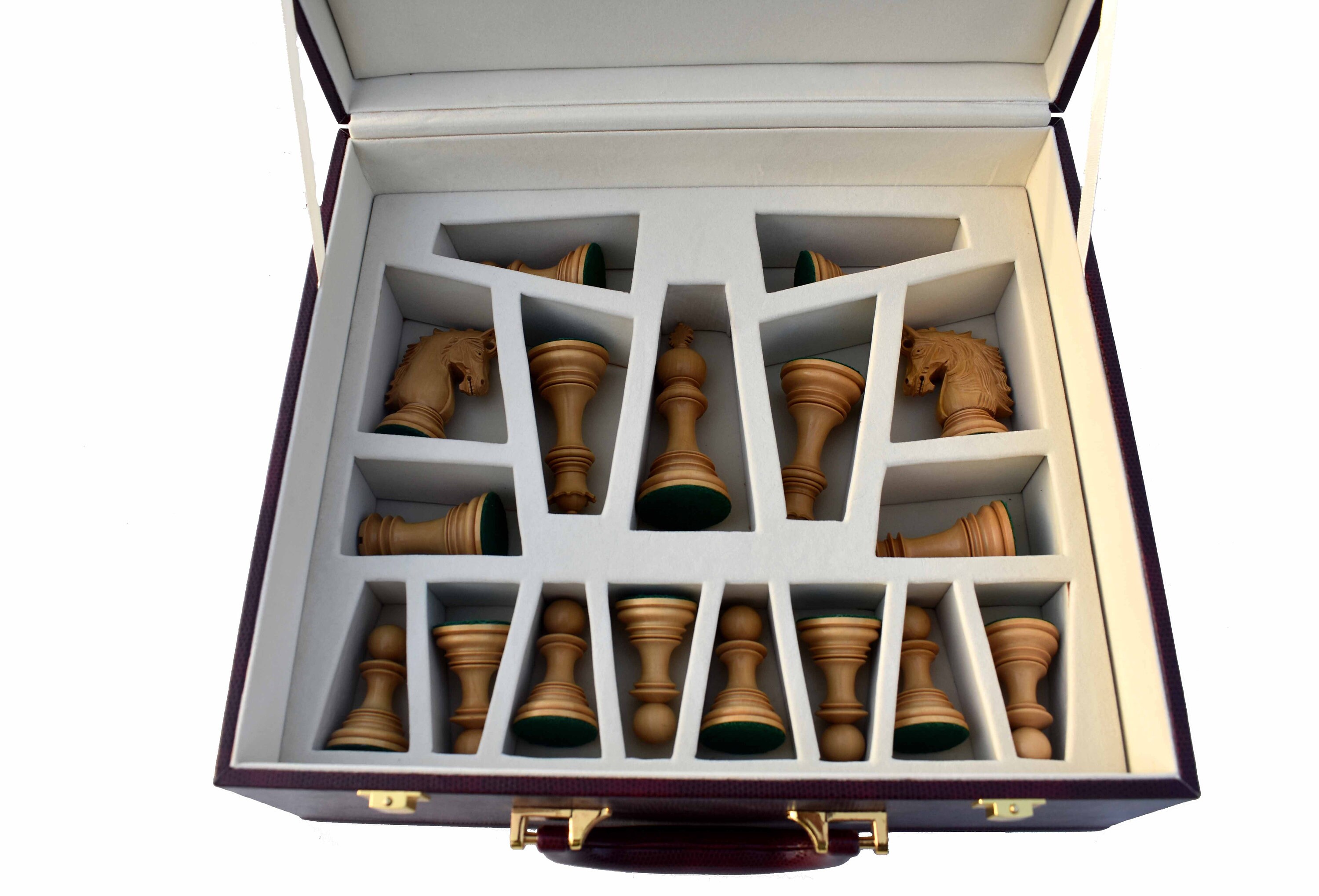 The Executive Series Burgundy Leatherette Chess Set Pieces Storage Box ...