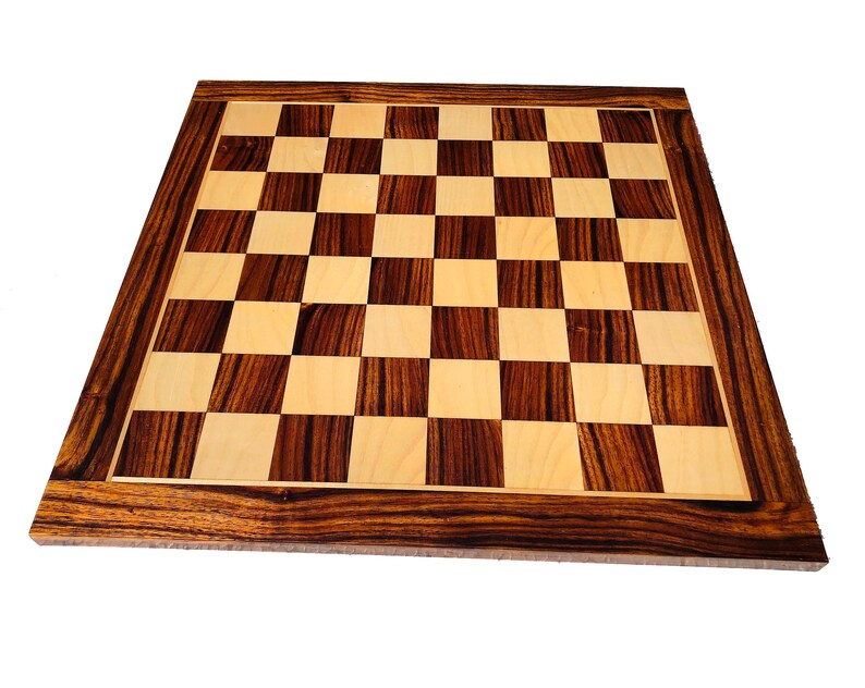19" Luxury Solid Wood Chess Board With 2" Square Maple & Golden ...