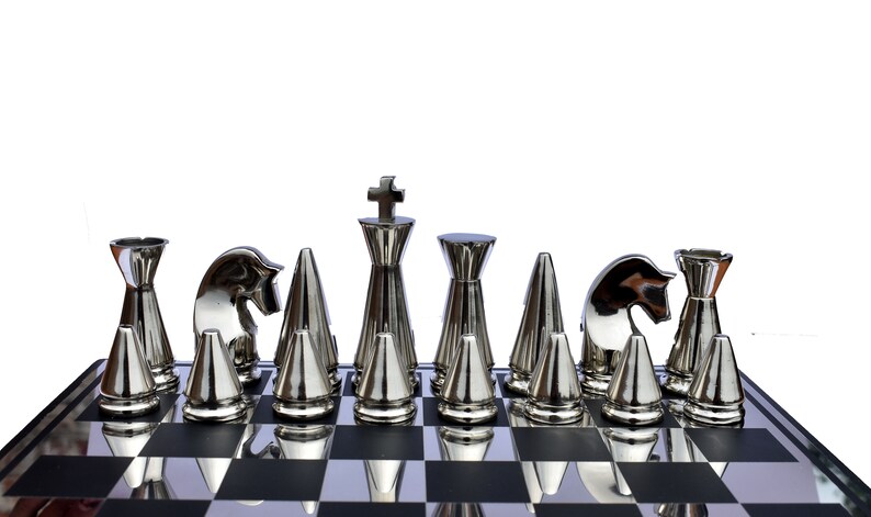 Art Beauty Series Metal Chess Set Aluminum Silver/black Coated | Etsy