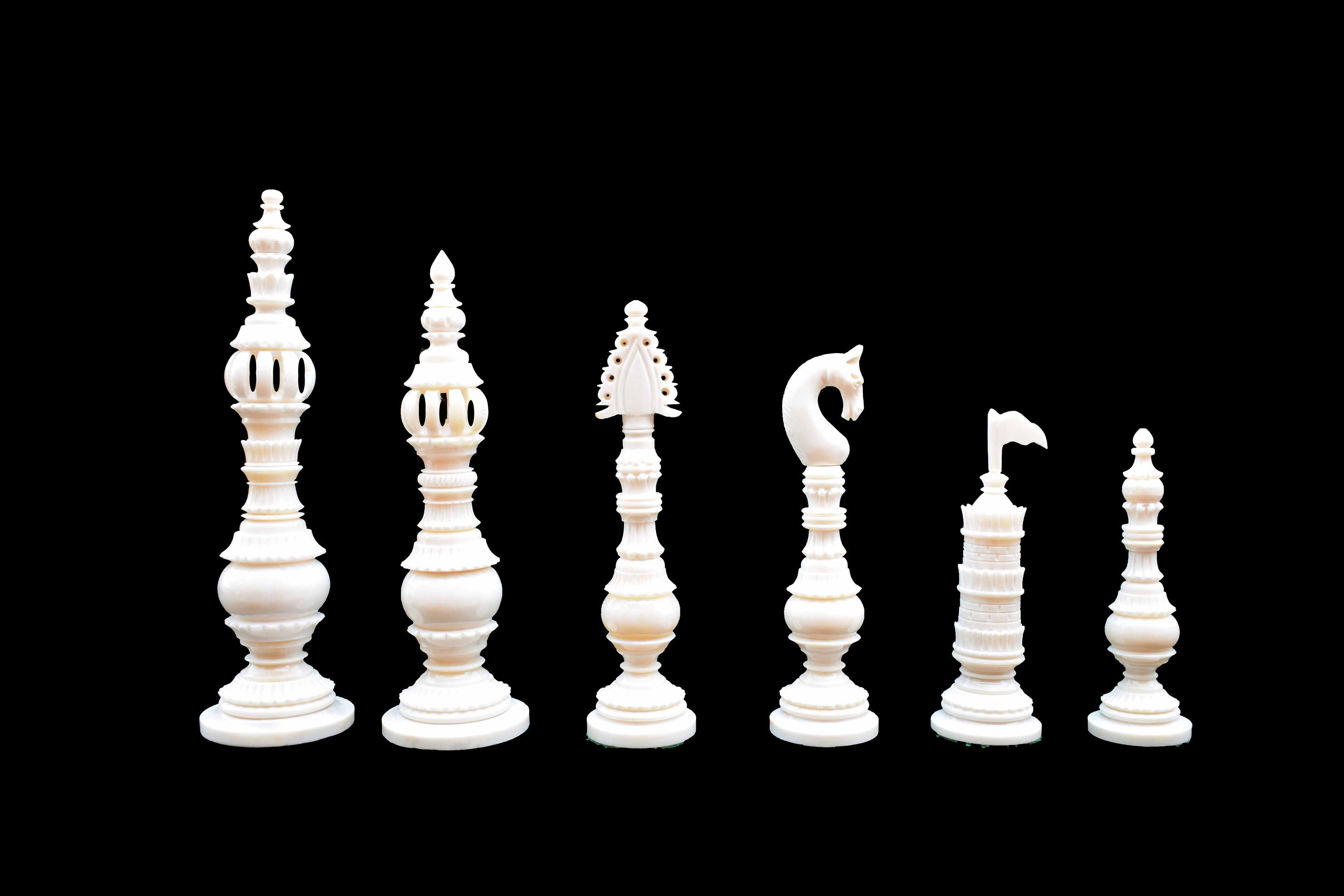 The Tower Series Luxury Chess Pieces Bone Crafted Bone and Green ...