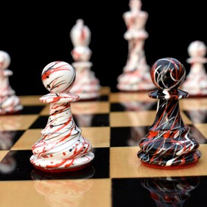 The Zebra Series Luxury Chess Pieces 4" King Boxwood Lacquered White ...