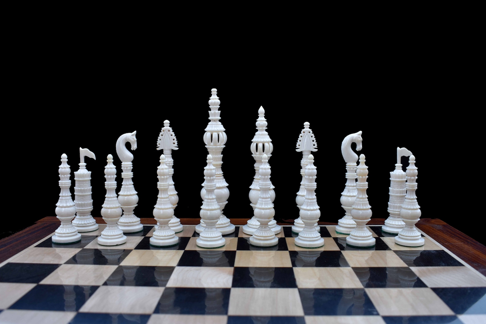 The Tower Series Luxury Chess Pieces Bone Crafted Bone and Green ...