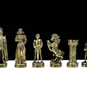 The Medieval Metal Luxury Metal Chess Set Chess Pieces 3.25" King Metal ...