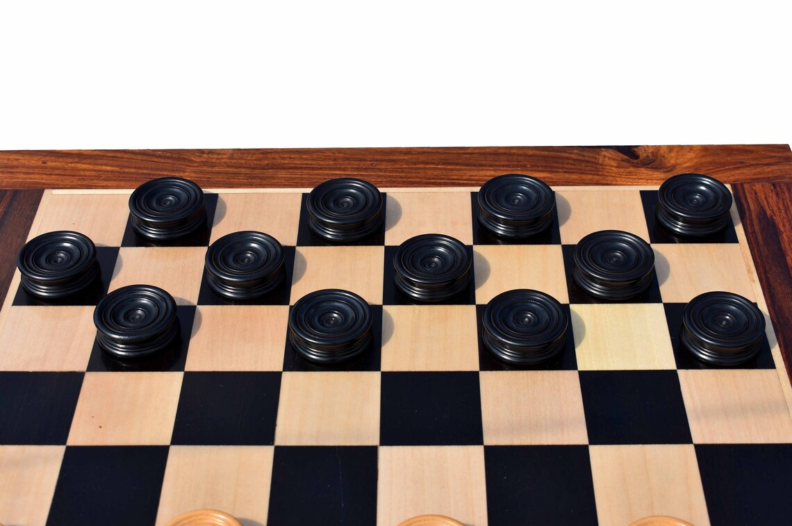Tournament Series Luxury Wood Complete Checkers Set Boxwood & - Etsy