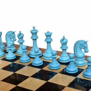The Sovereign Series Luxury Complete Chess Set Turquoise Blue & Black ...
