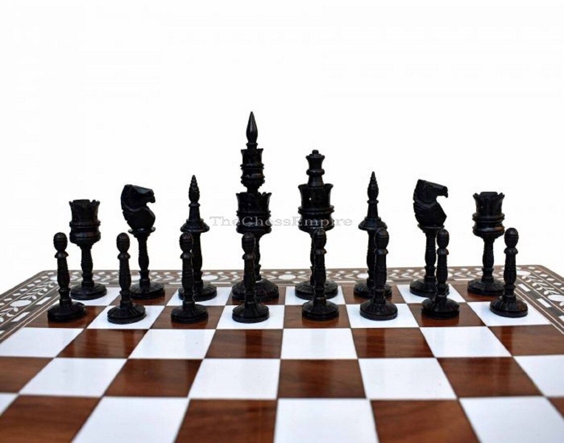 Complete Chess Set Combo Lotus Flower 4 King Bone Chess | Etsy