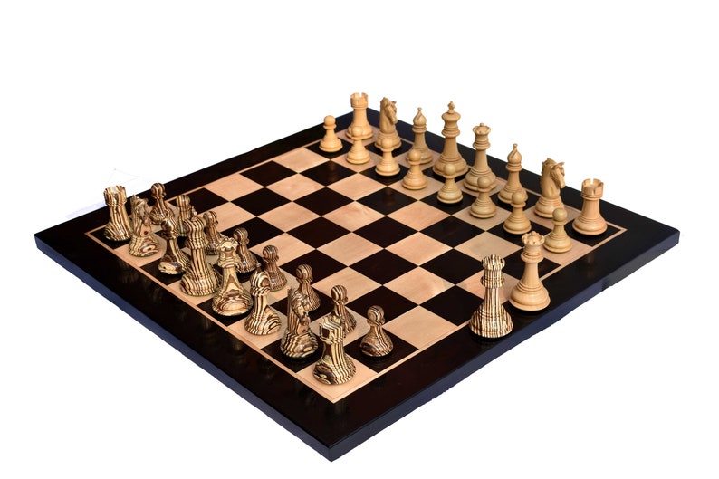 The Hector Series Complete Chess Set Boxwood & Compressed Woods 4" King ...