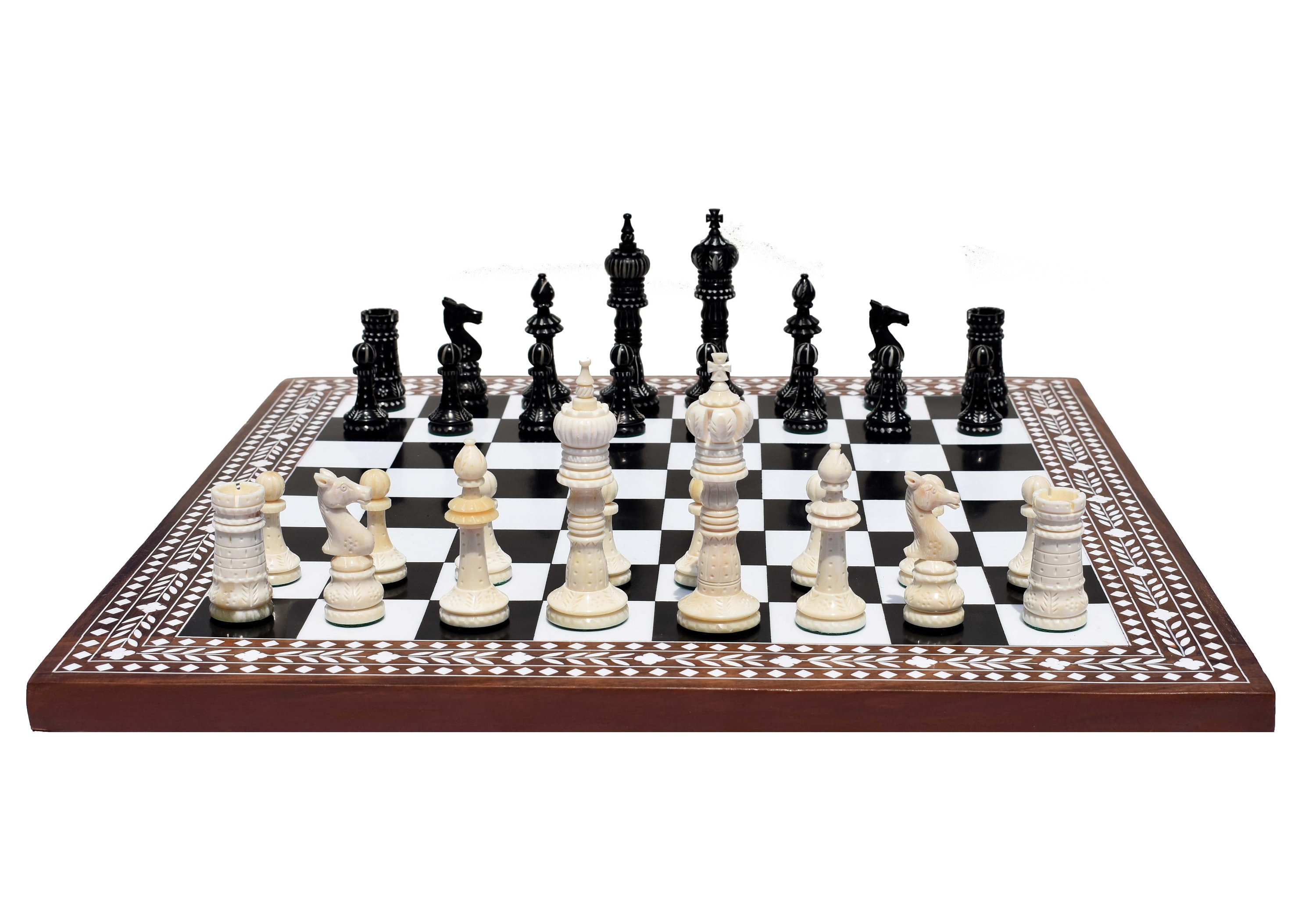 The King Cross Series Complete Chess Set Natural Bone & Black - Etsy
