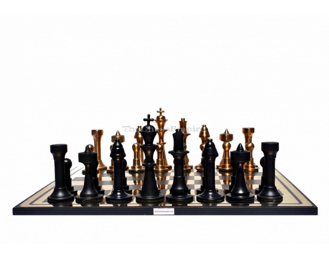 New York Tower Aluminum Metal Complete Luxury Chess Set 4.75" King With ...