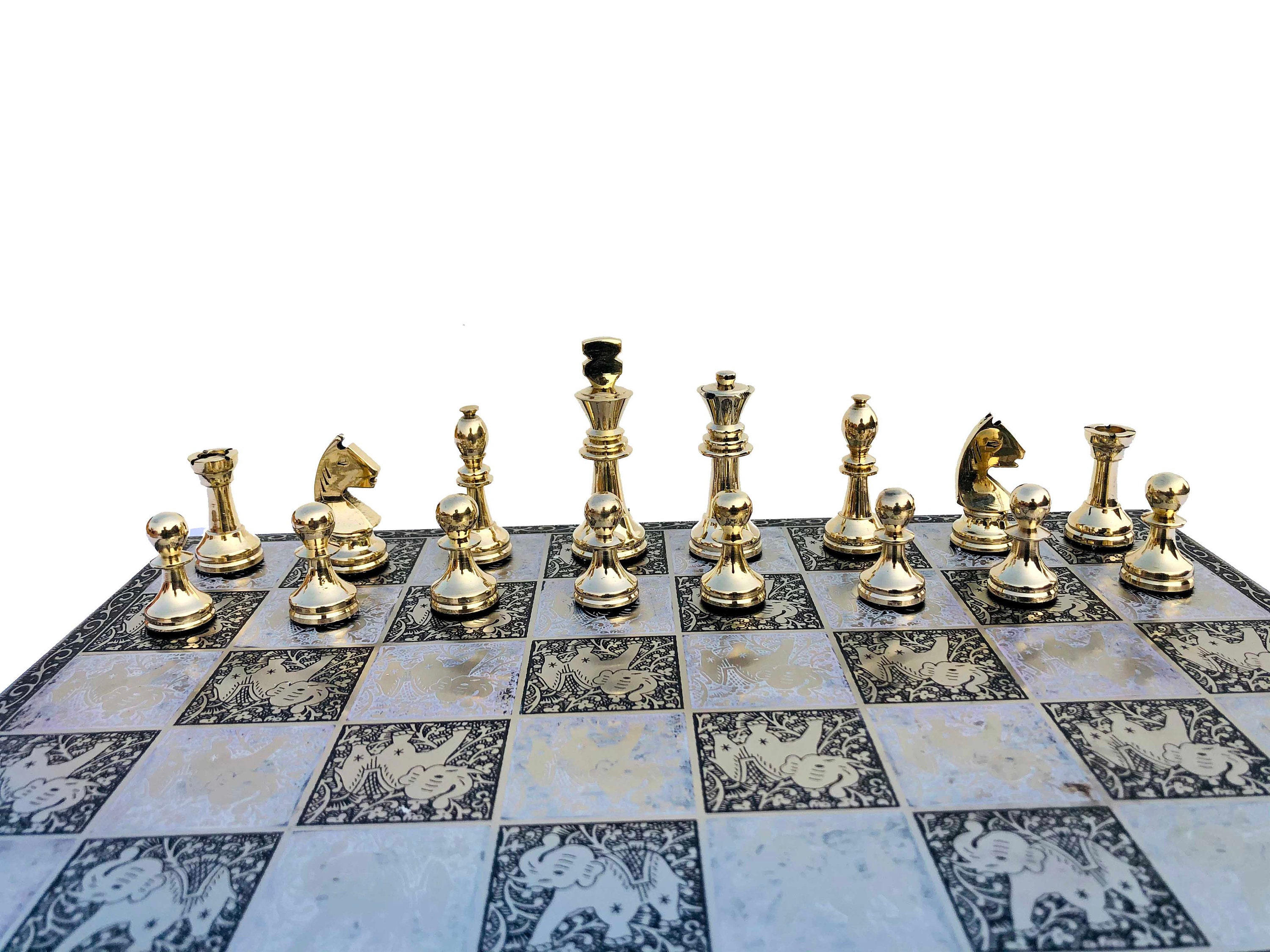 Miniature Brass Chess set pieces 2.5 King with 12 | Etsy