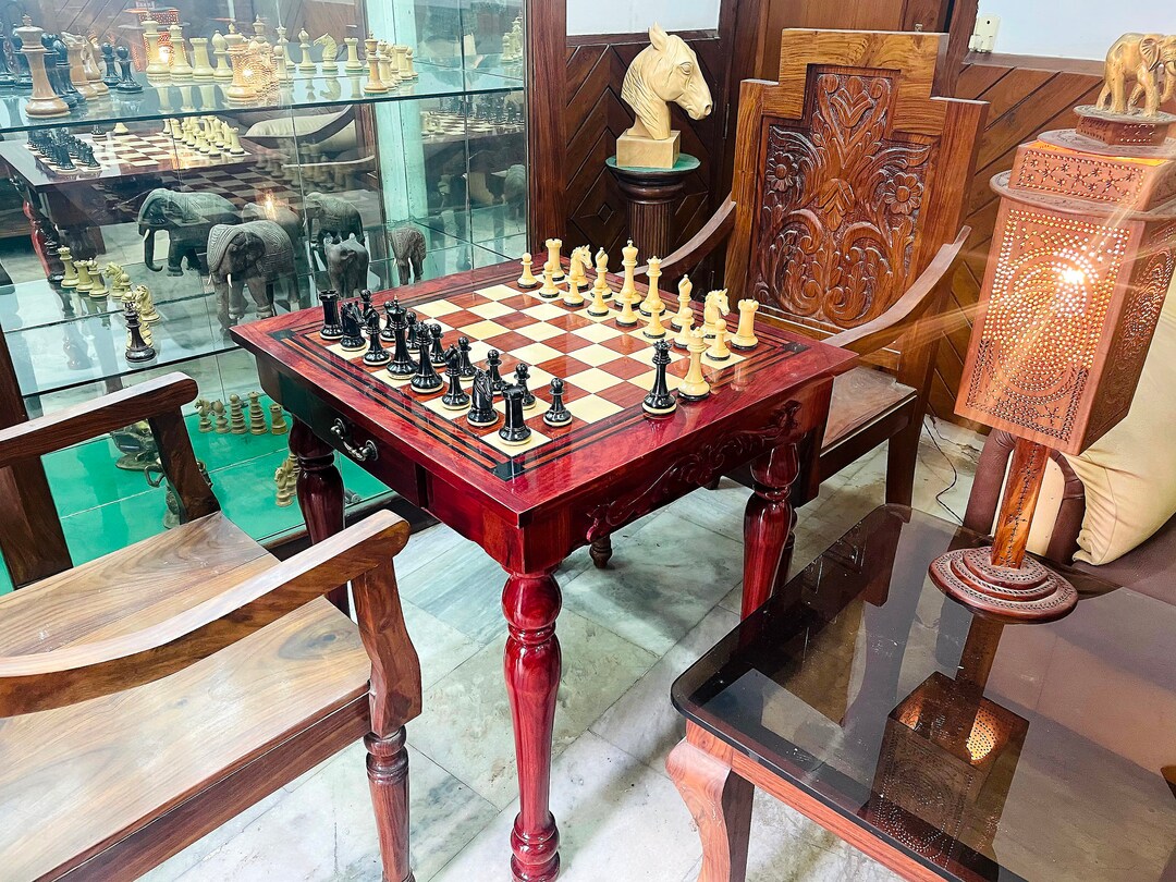 Maharaja Chess Table Set: African Padauk, Barbarian Chess Pieces ...