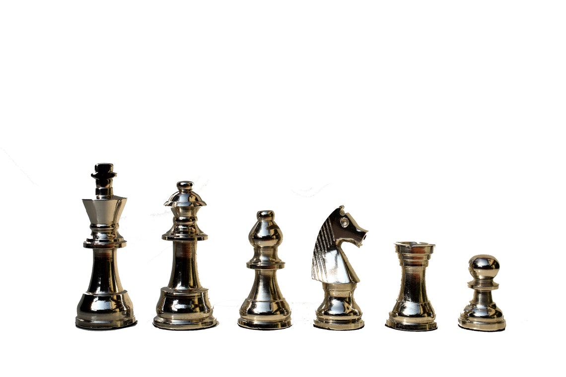 New Staunton Complete Metal Chess Set 3.25" Aluminum Chess Pieces With ...