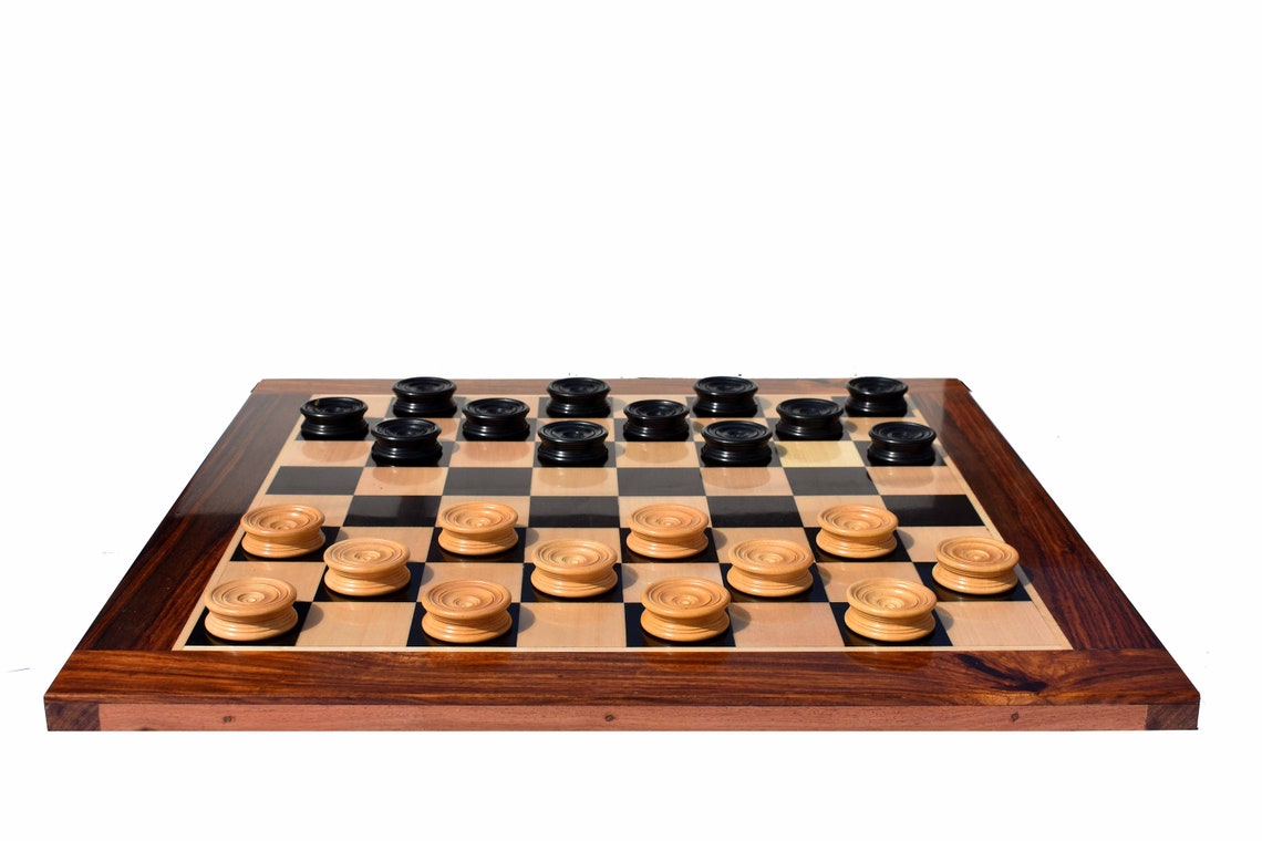 Tournament Series Luxury Wood Complete Checkers Set Boxwood & - Etsy