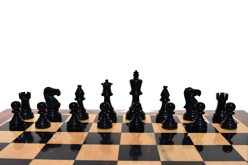 AIW-350 Series Luxury Chess Set Chess Pieces White & Black Lacquered 3. ...