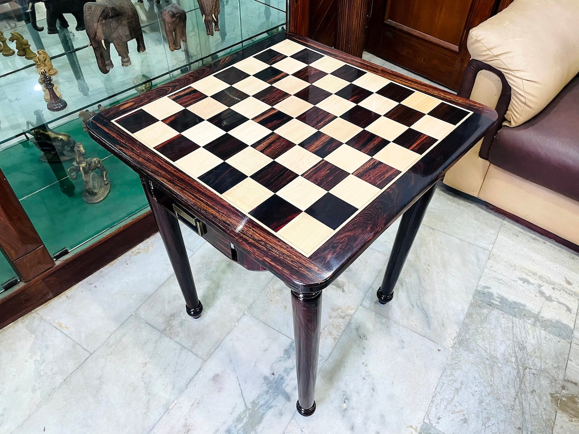 Handmade Maple & Rosewood Chess Table: Luxury Solid Wood - Etsy