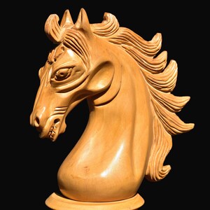 Hand Carved Boxwood Stallion Chess Knight Paperweight - 6" - Etsy