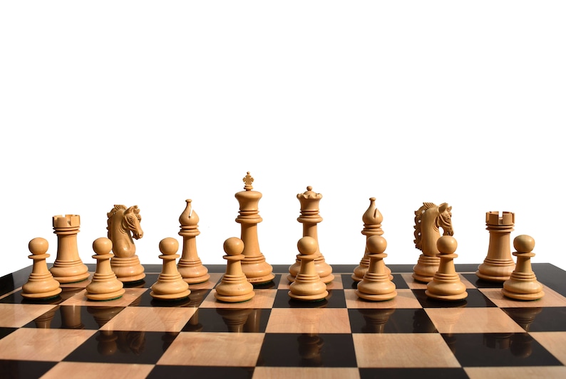 The Hector Series Luxury Wood Chessmen Boxwood & Compressed Woods 4 ...