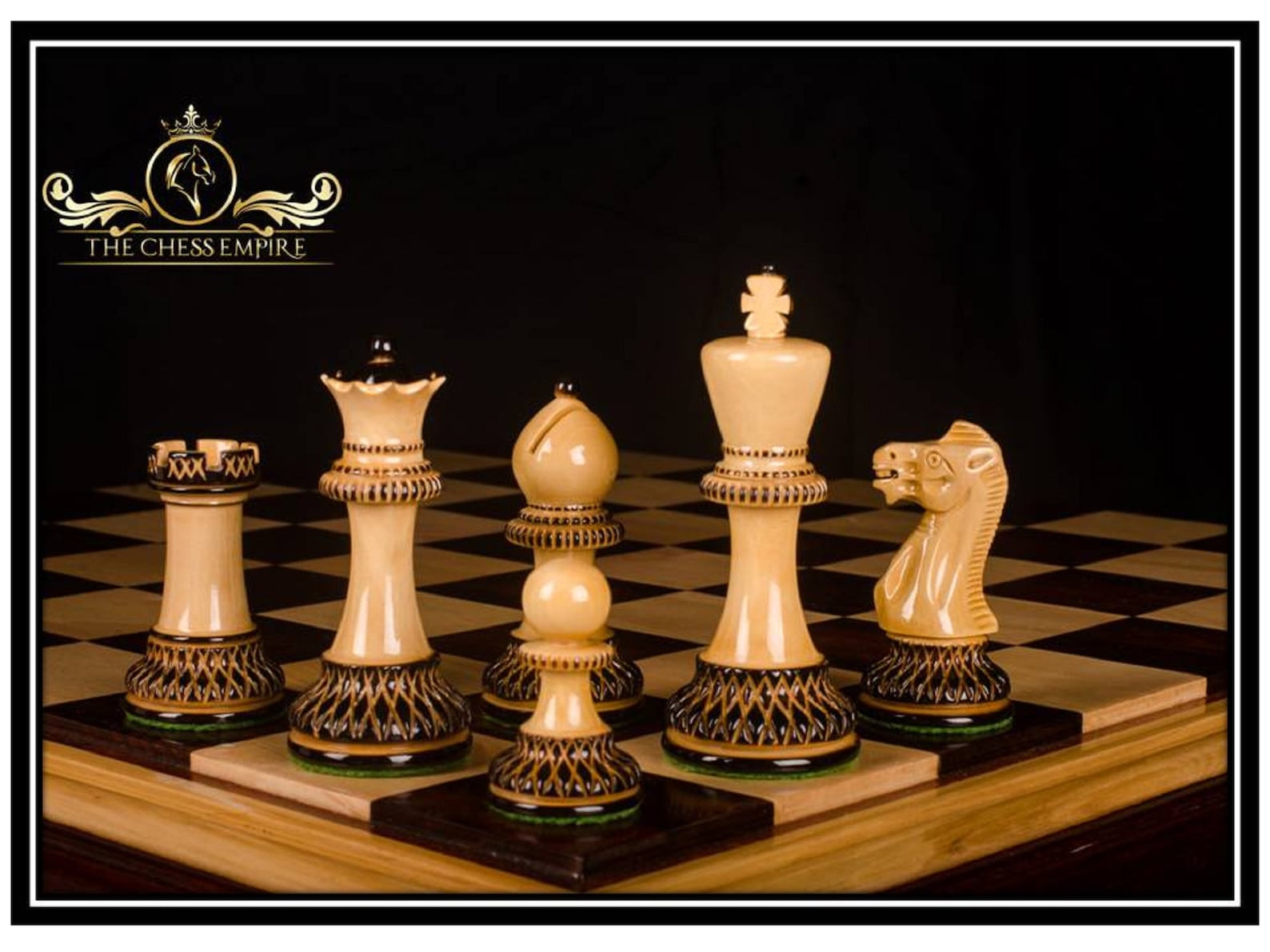 The Parker Boxwood Burnt Series Luxury Chess Set With 3.75” King Chess ...