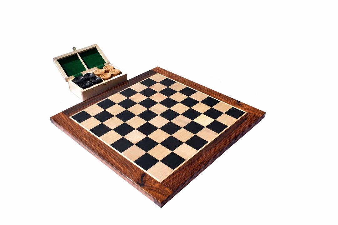 Tournament Series Luxury Wood Complete Checkers Set Boxwood & Ebony 1. ...