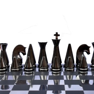 Art Beauty Series Metal Chess Set Aluminum Silver/black Coated Color 4 ...
