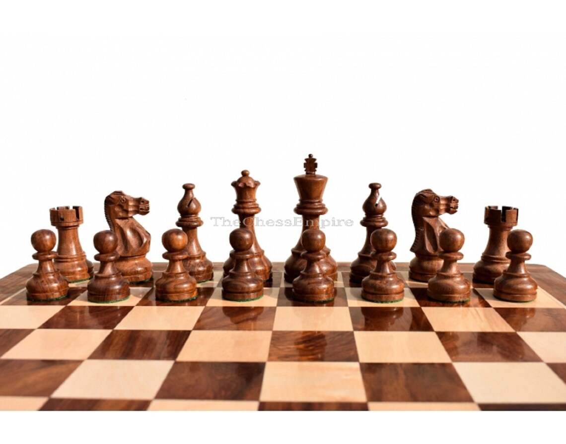 American Series Complete Chess Set Boxwood & Sheesham 3.75" King With ...